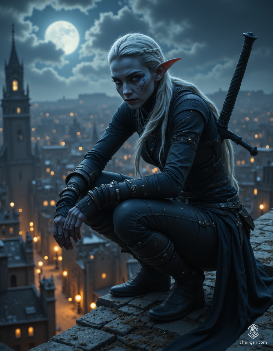 CharGen: D&D Npc Art by GreyImp - Half-Drow Elf Rogue Assassin *NEW*