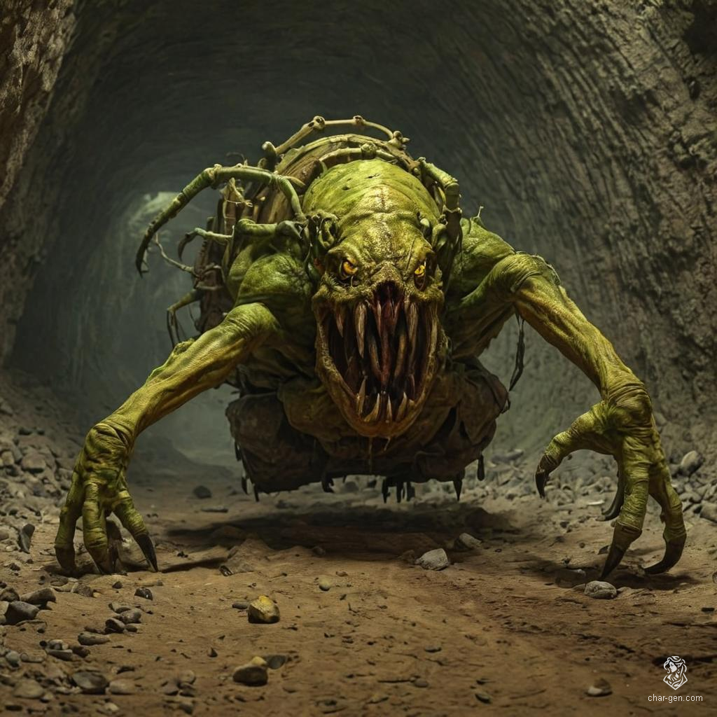 CharGen: D&D Monster Art by CharGen - Carrion Crawler in Abandoned Mine