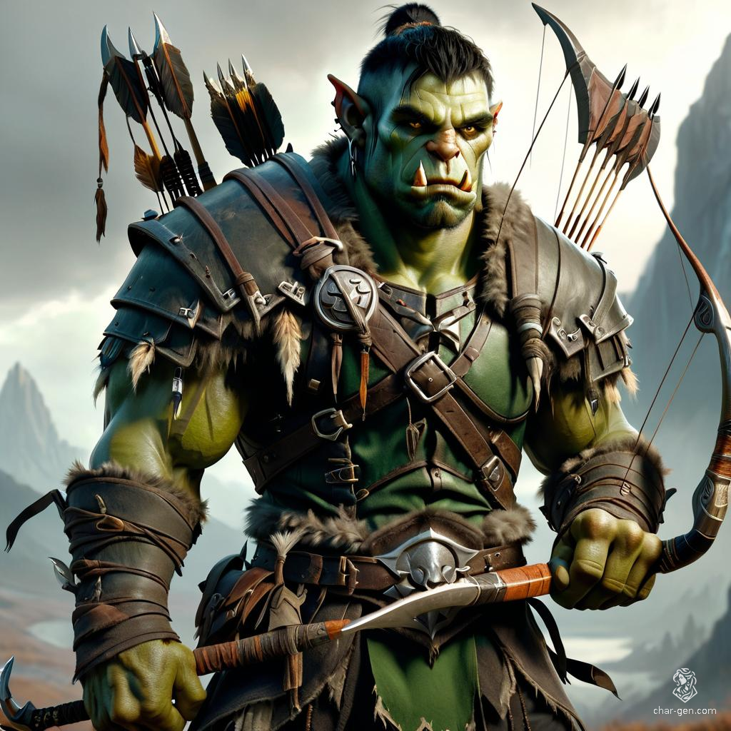 Half Orc Ranger Archer | Npc Fantasy Art | CharGen