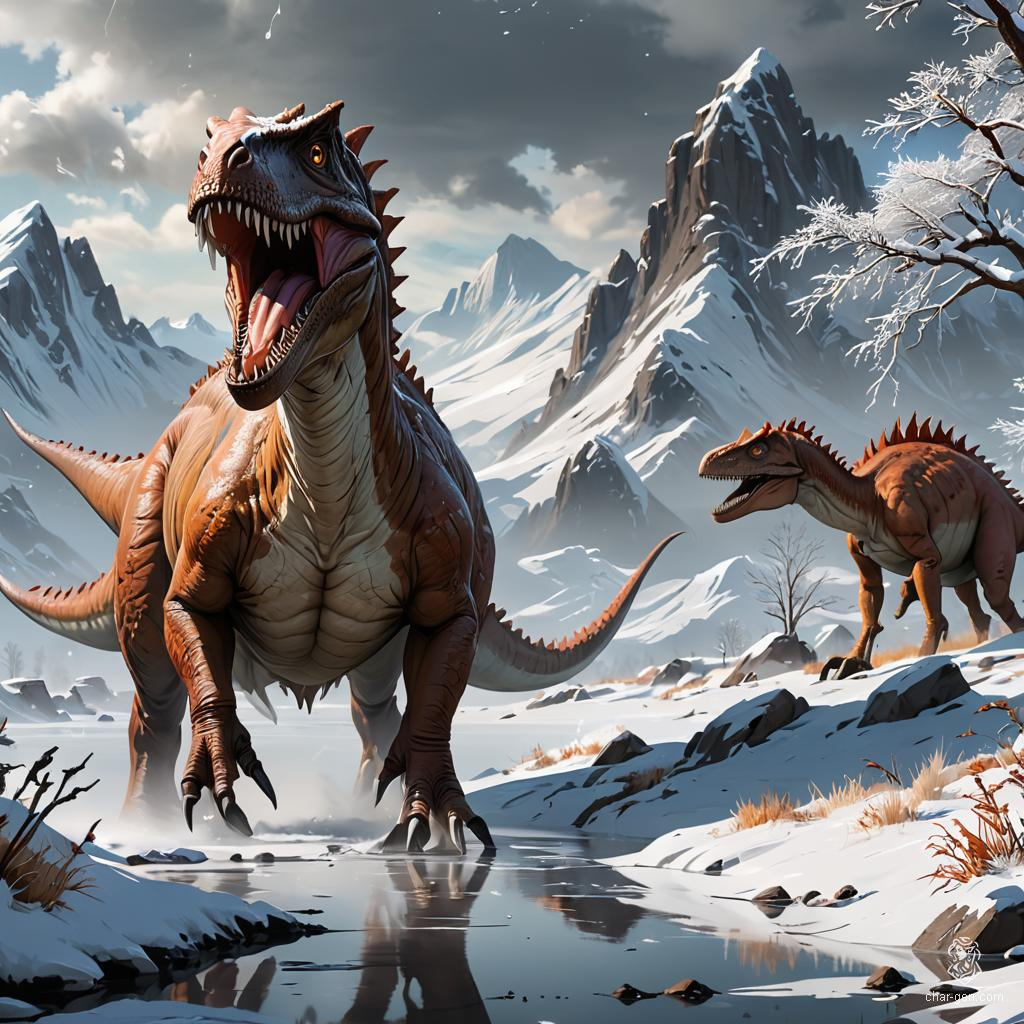 CharGen: D&D Monster Art by Silverslade1 - Allosaurus in Snow