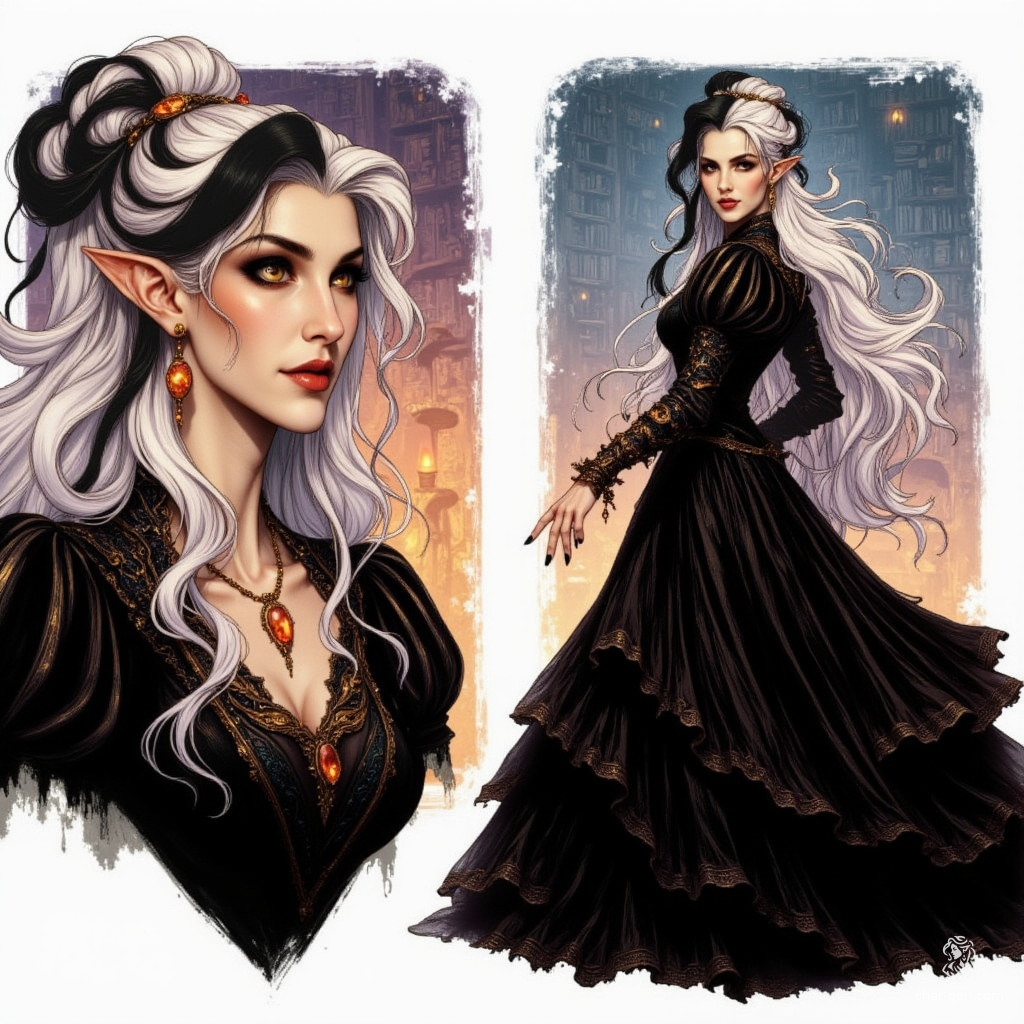 Elf Sorcerer Librarian | Npc Fantasy Art | CharGen