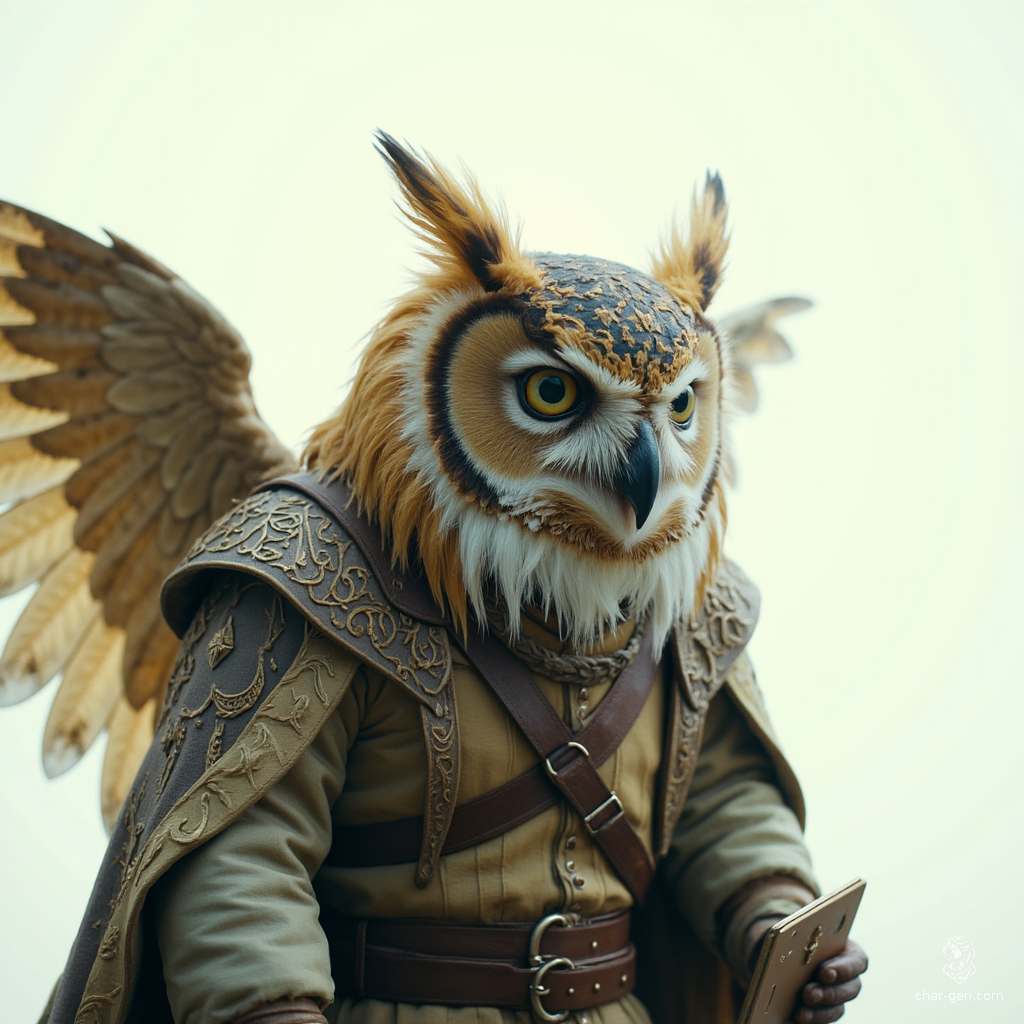 CharGen: D&D Npc Art by HeyNow - Owlin Monk Spy *NEW* in Plain Background