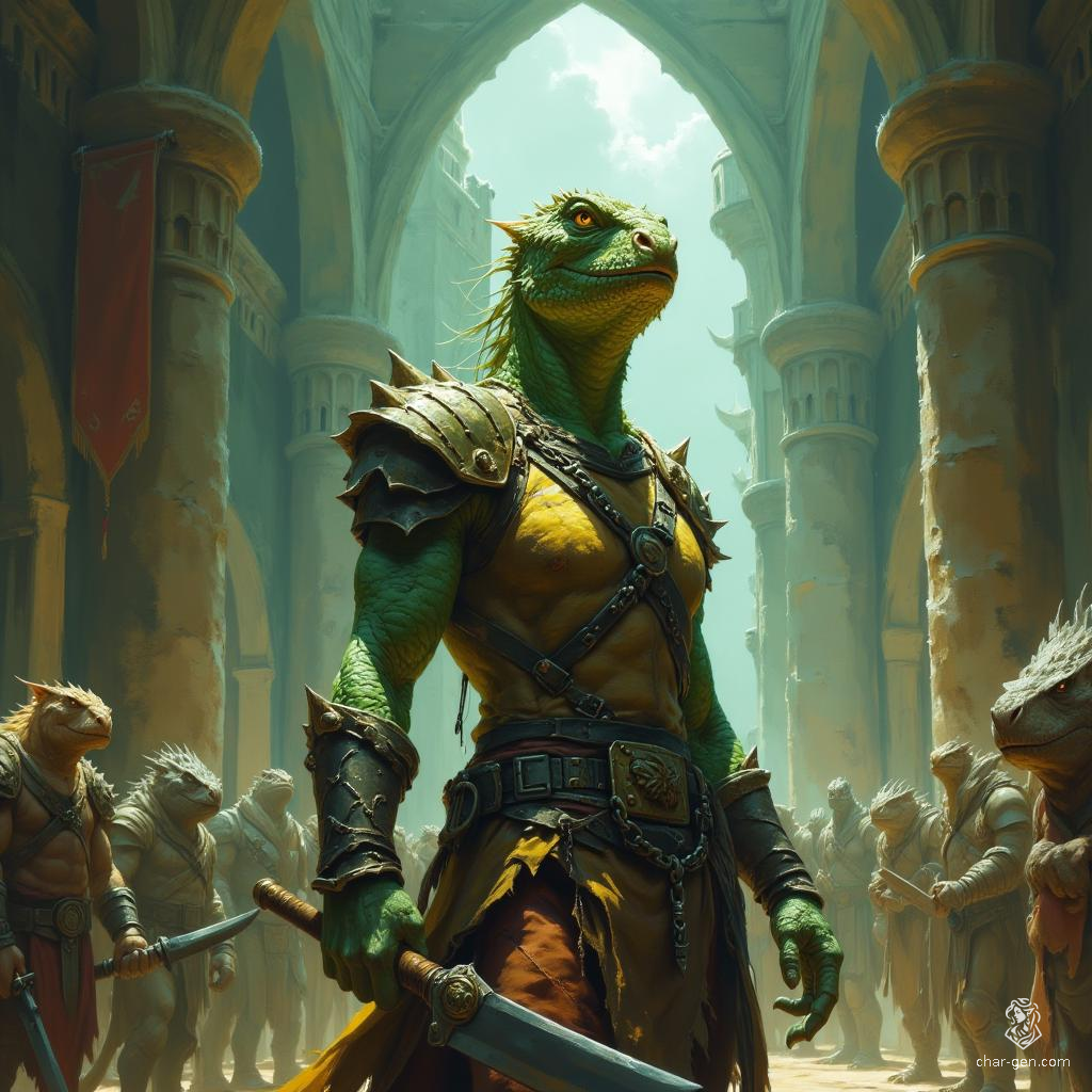 Lizardfolk Fighter Guard | Npc Fantasy Art | CharGen