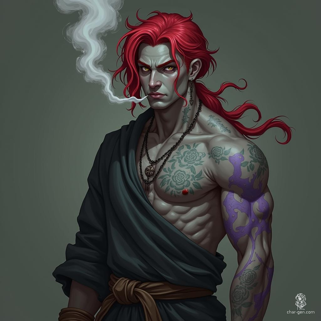 CharGen: D&D Character Art by Monk3197 - in 18, male, smoke genasi, red ...