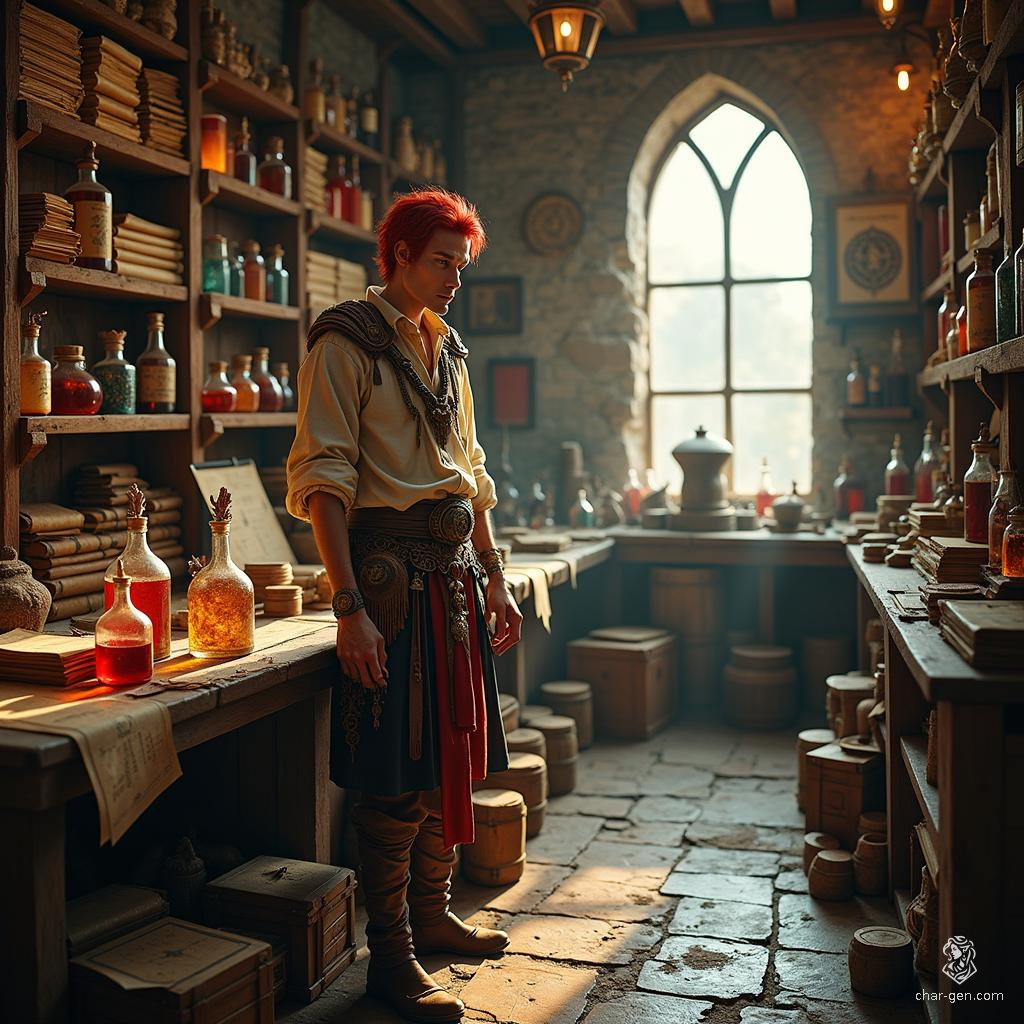 CharGen: D&D Npc Art by Paladin3439 - Human Merchant in Medieval Shop