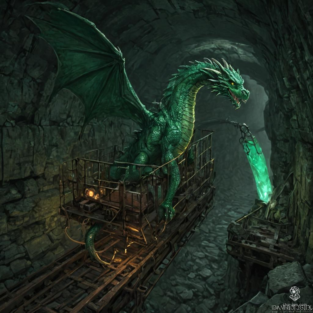CharGen: D&D Monster Art by CharGen - Dragon Emerald (Ancient) in Abandoned Mine