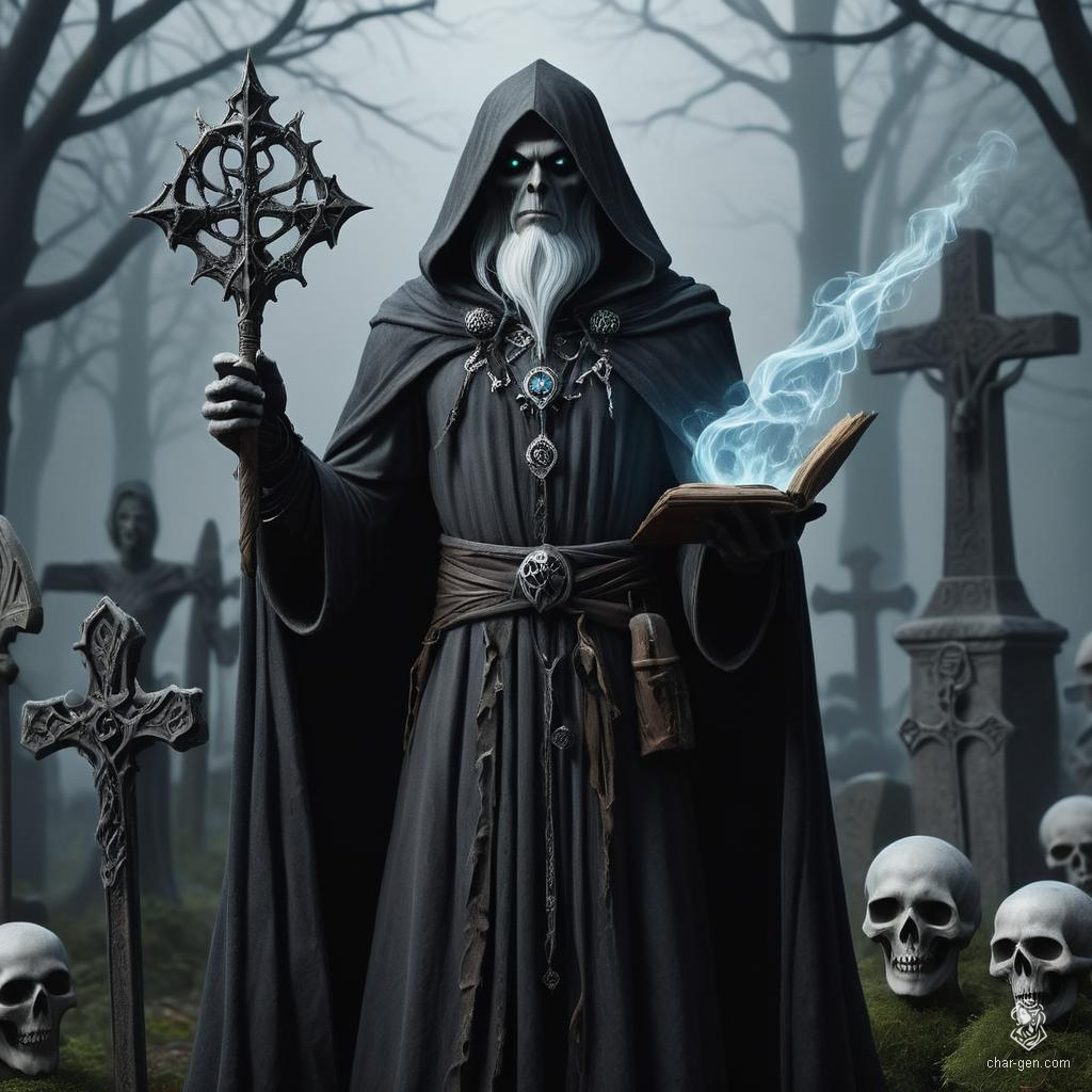 CharGen: D&D Npc Art by Lorandil - Drow Wizard in Haunted Graveyard
