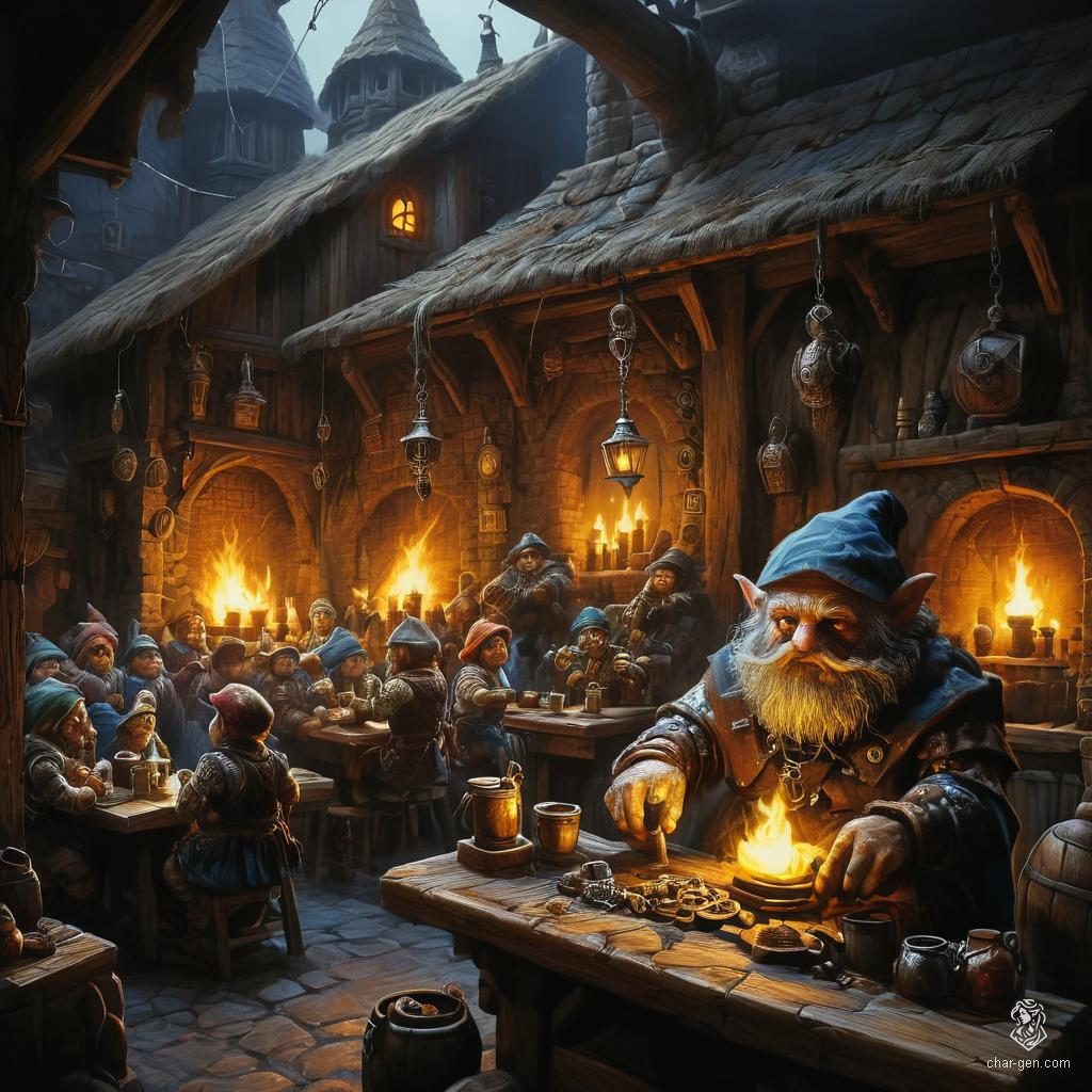 CharGen: D&D Npc Art by CharGen - Autognome Innkeeper in Medieval Tavern