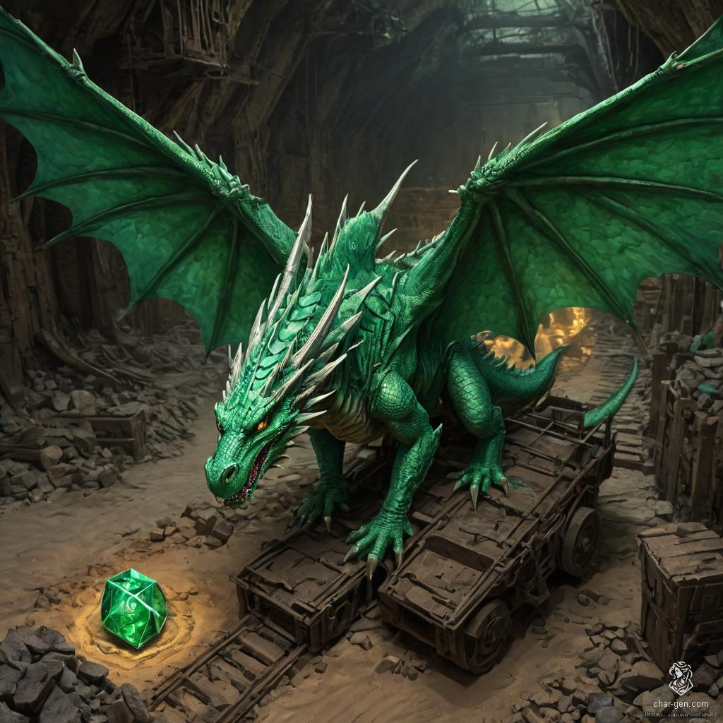 CharGen: D&D Monster Art by CharGen - Dragon Emerald (Ancient) in Abandoned Mine