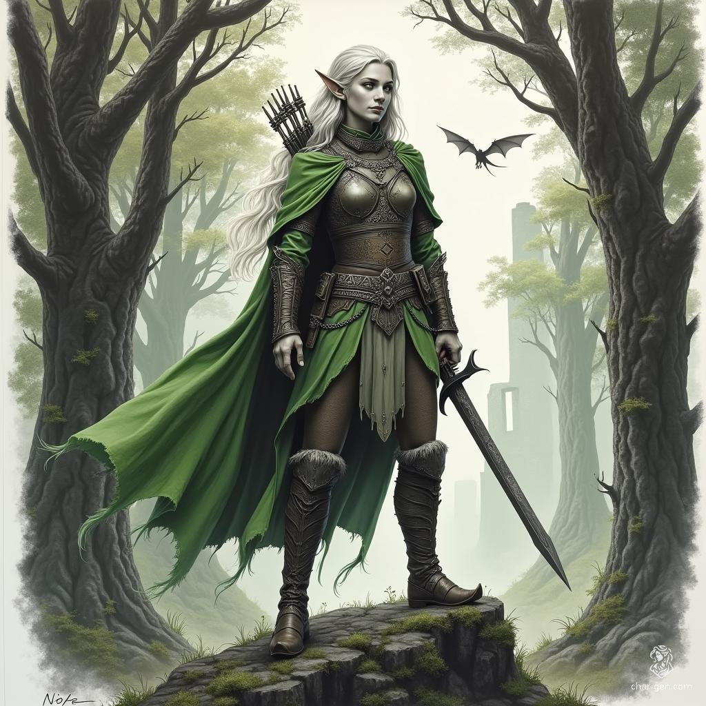 CharGen: D&D Npc Art by Russiee - in battle-hardened elven warrior with long, flowing silver ...