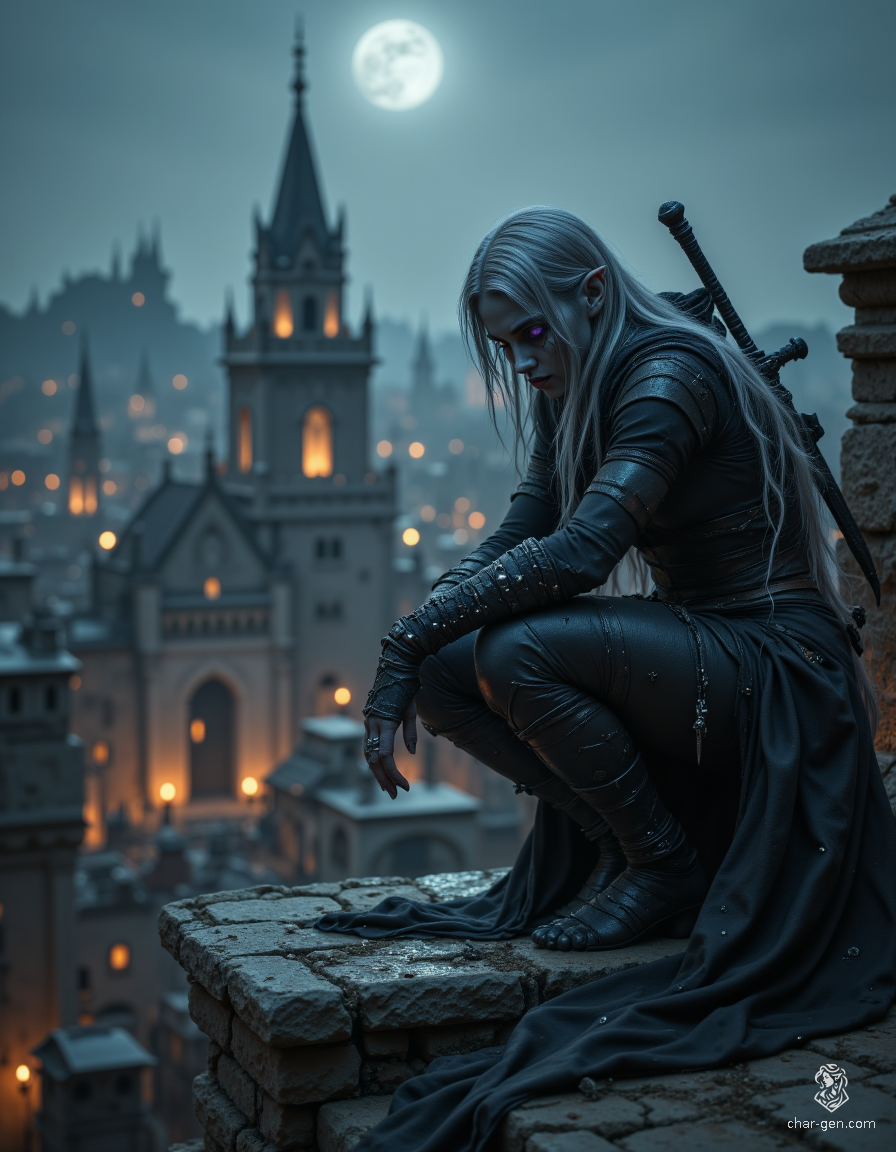 CharGen: D&D Npc Art by GreyImp - Half-Drow Elf Rogue Assassin *NEW*