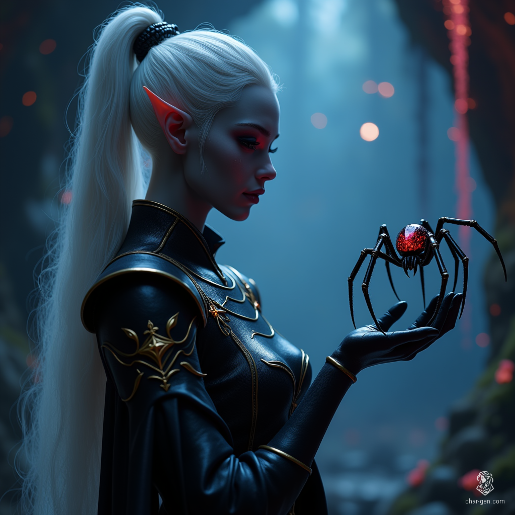 CharGen: D&D Character Art by Ranger2779 - in A beautiful female Drow, wearing sleek glossy ...