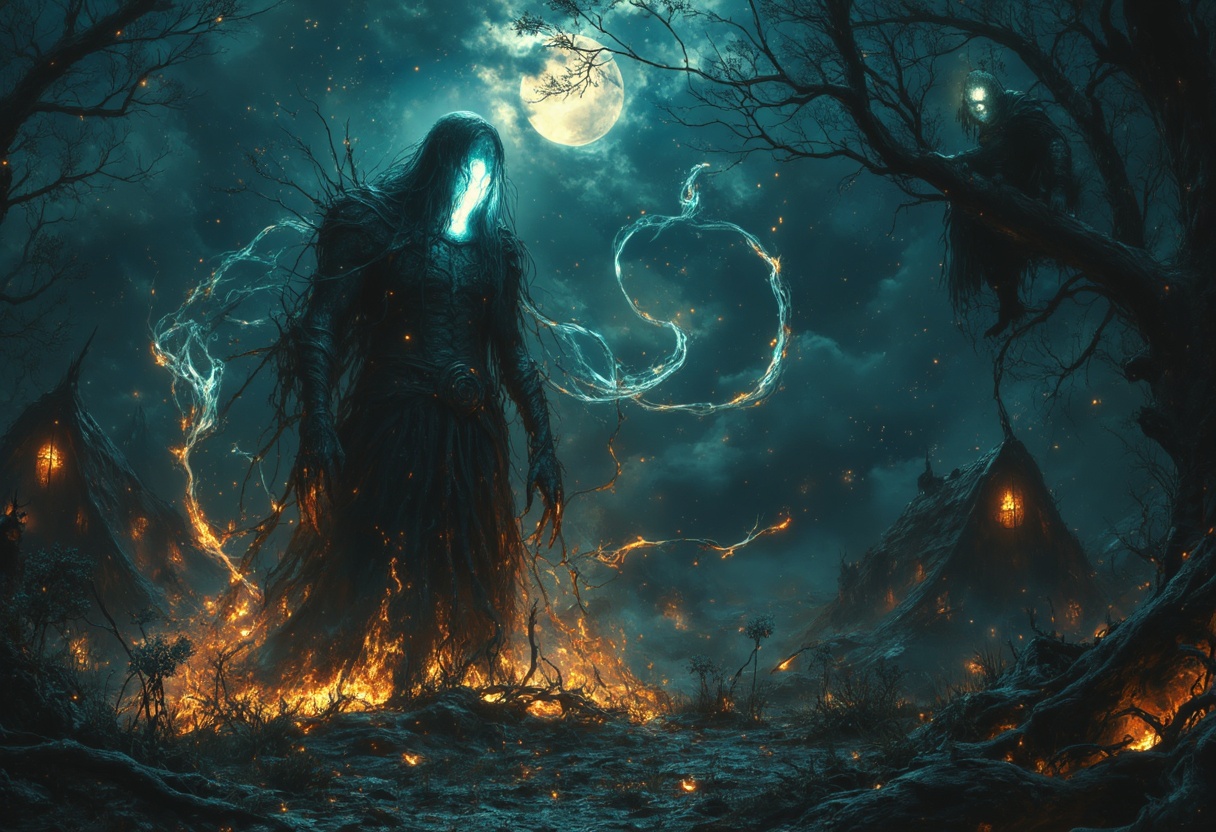 CharGen: D&D Monster Art by Magon - Wraith in Bandit Camp