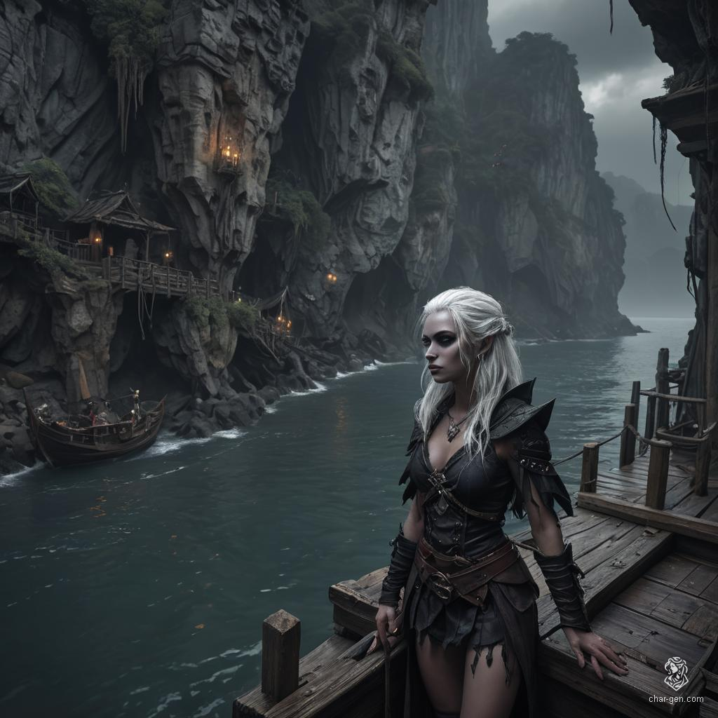 CharGen: D&D Npc Art by CharGen - Drow in Pirate Cove