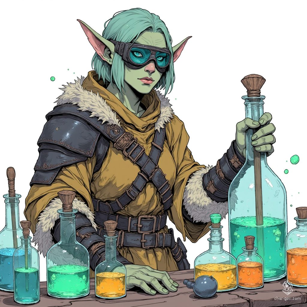 CharGen: D&D Npc Art by Cleric4248 - Elf Alchemist in White background