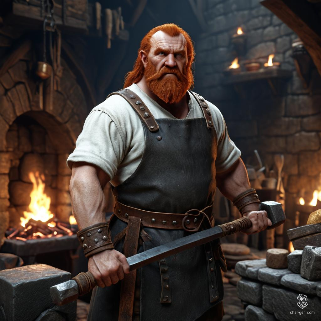Human Barbarian Blacksmith | Npc Fantasy Art | CharGen