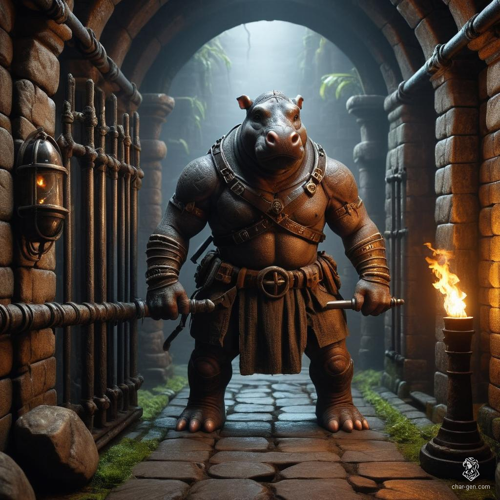 CharGen: D&D Npc Art by CharGen - Giff in Dungeon