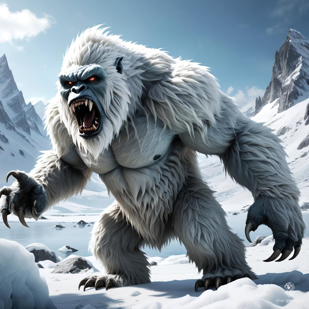 CharGen: D&D Monster Art by Lorandil - Abominable Yeti in Snow