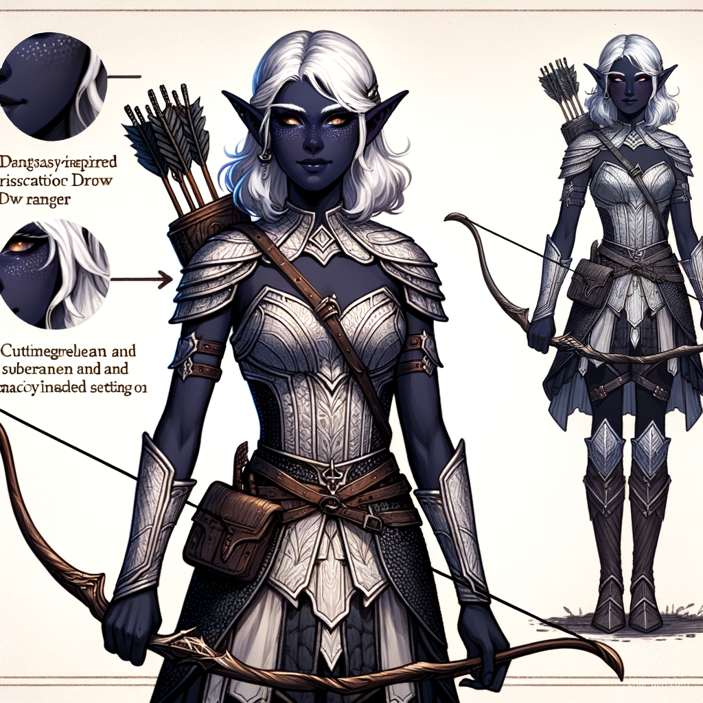 CharGen: D&D Character Art by spadesf16 - in Female Drow Ranger, Archer Pose, Drow Armor, Full ...