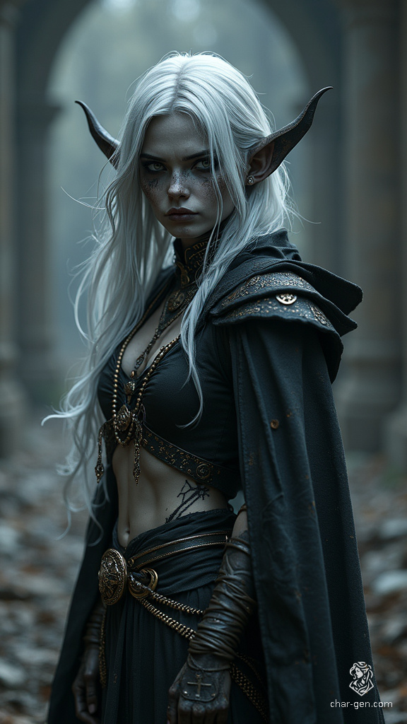 CharGen: D&D Npc Art by Russiee - Drow Sorcerer in Dark Fantasy